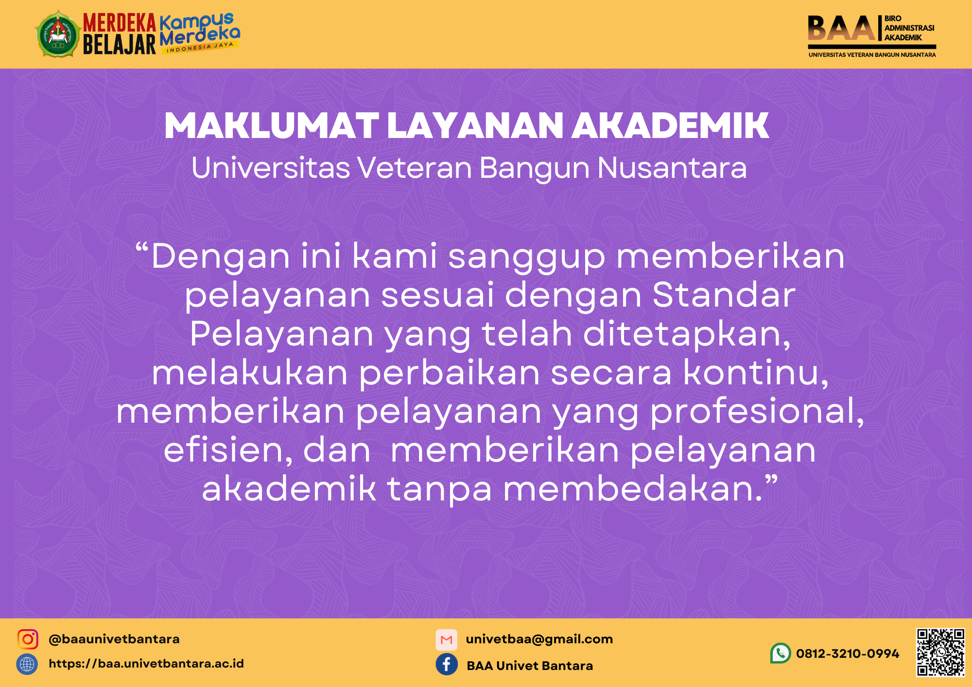 Maklumat Layanan Akademik – BAA Univet Bantara